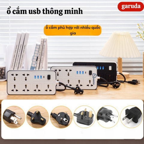 Ổ điện đa năng chính hãng GARUDA 3 cổng USB 15v sạc nhanh, 1 type c, chống cháy, ổ chịu tải ...