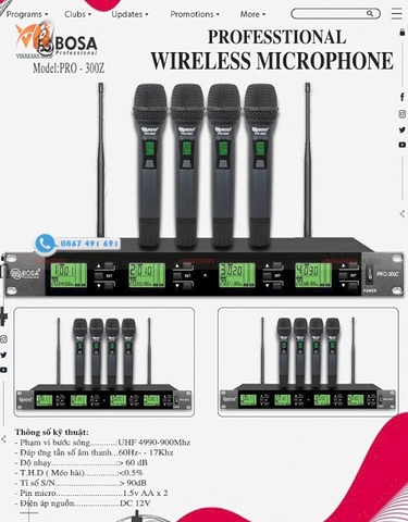 Micro không dây Bosa 4 micro Pro-300Z | Vinakara.com