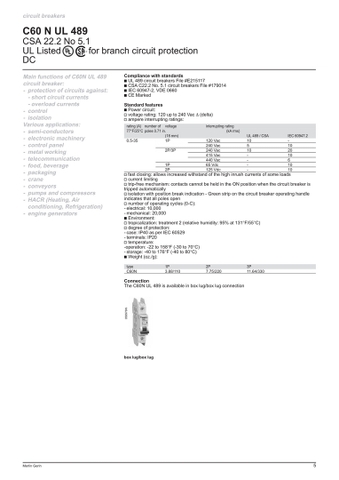 Tài liệu kỹ thuật aptomat MCB Merlin C60A C60N C60H
