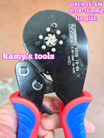 Kìm bấm cos pin tròn rỗng lục giác VXC9 16-6N Vnimax Contact dài 200mm 0.08-16mm2
