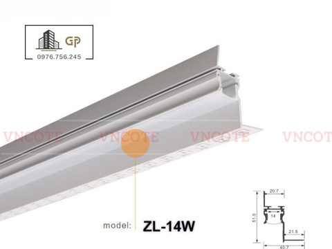 Thanh ray đèn led trần thạch cao 10mm, Thanh nhôm đèn led