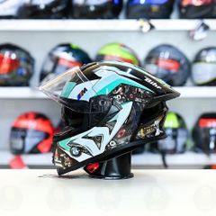Mũ Fullface ROC 08 Plus 2024 Đen Bóng + Dán Tem BMW Xanh Ngọc FREESHIP