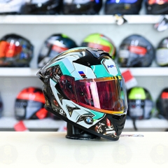 Mũ Fullface ROC 08 Plus 2024 Đen Bóng + Dán Tem BMW Xanh Ngọc FREESHIP