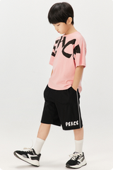 Q17 - Quần short in PEACE 3273 | Pink Navy thời trang trẻ em cao cấp