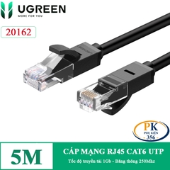 Dây cáp mạng RJ45 CAT6 UTP màu đen Ugreen 20162 NW103 dài 5M | Phụ kiện 356